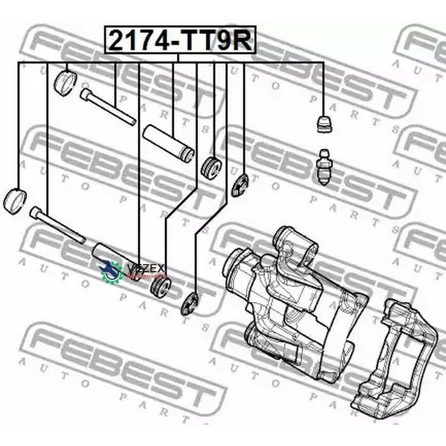 FEBEST 2174-TT9R Ремкомплект передн суппорта FORD TRANSIT TT9 2006-2013 2174-TT9R