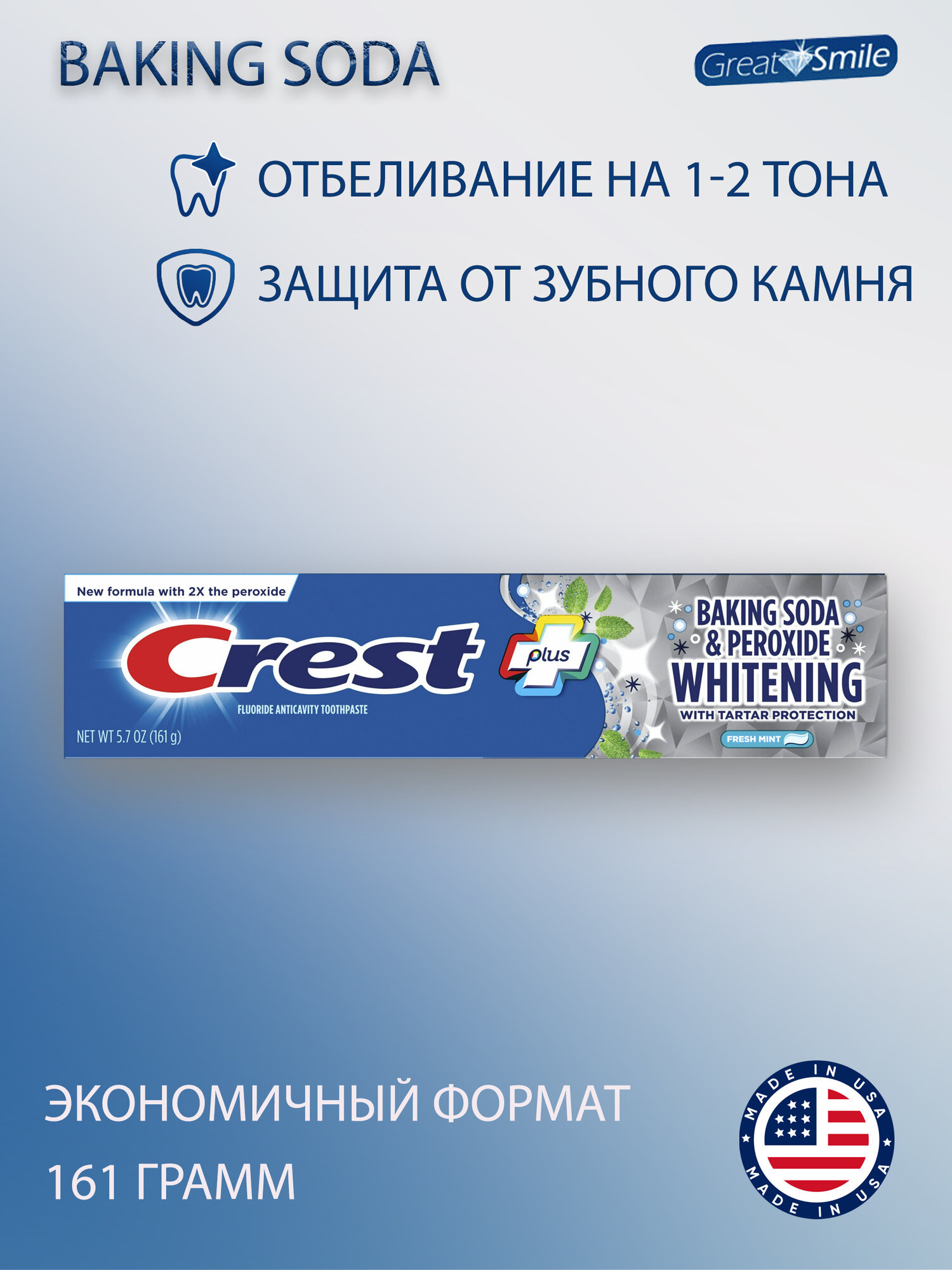 Зубная паста Crest Baking Soda & Peroxide Whitening (161 грамм)
