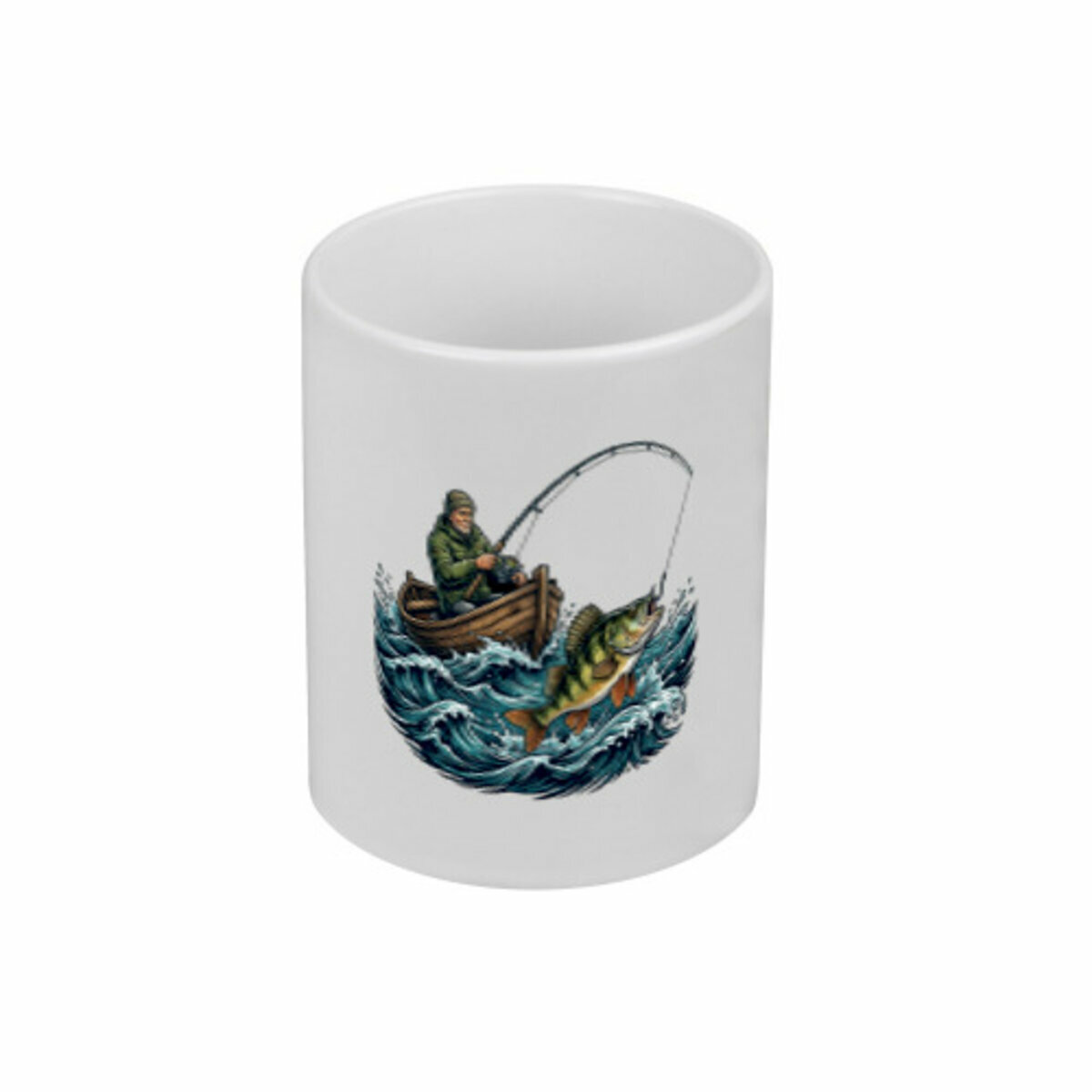 Кружка «Рыбак на море. Окунь на крючке» (белый)