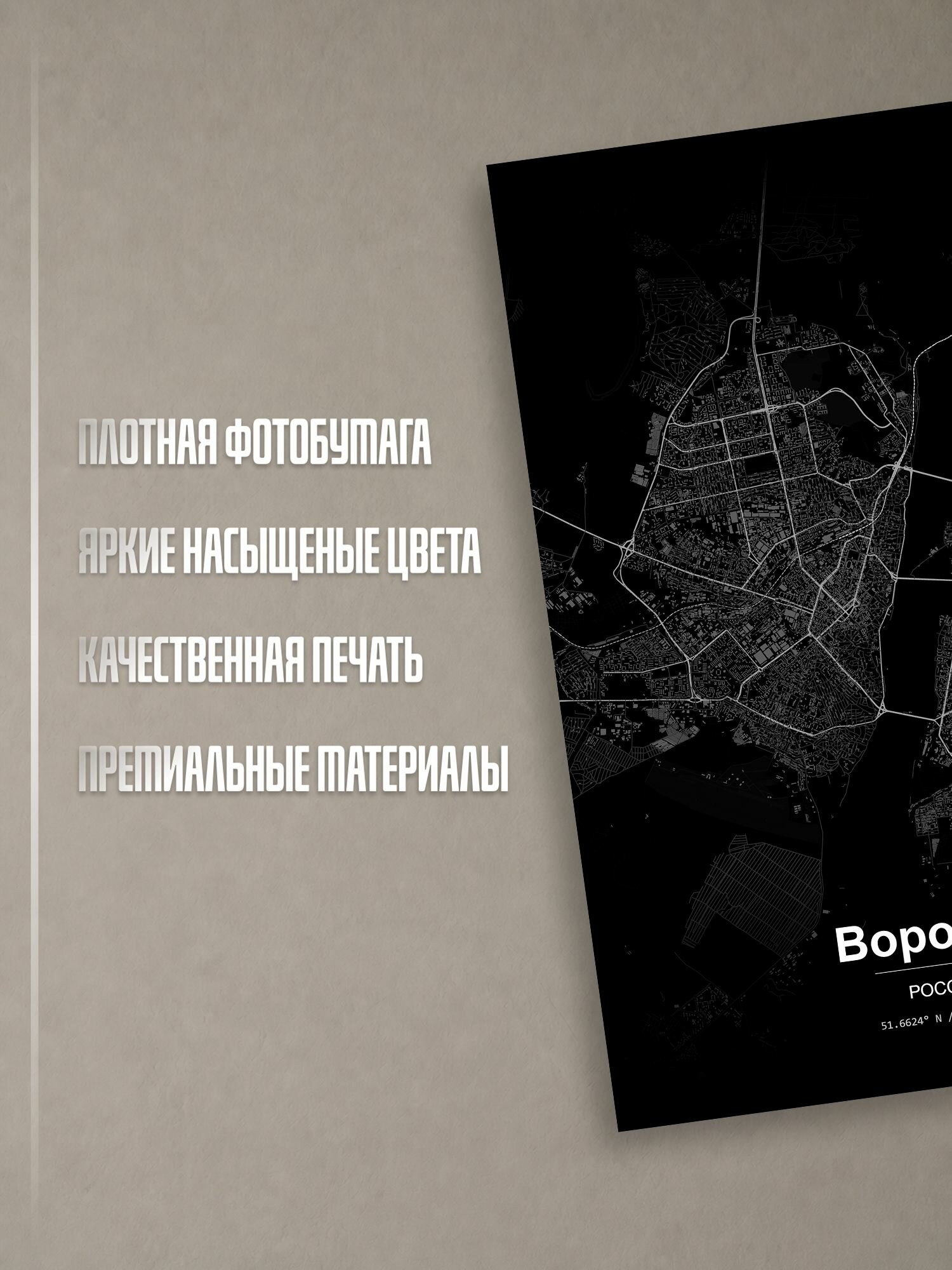 Постер карта города Воронеж — фото 1