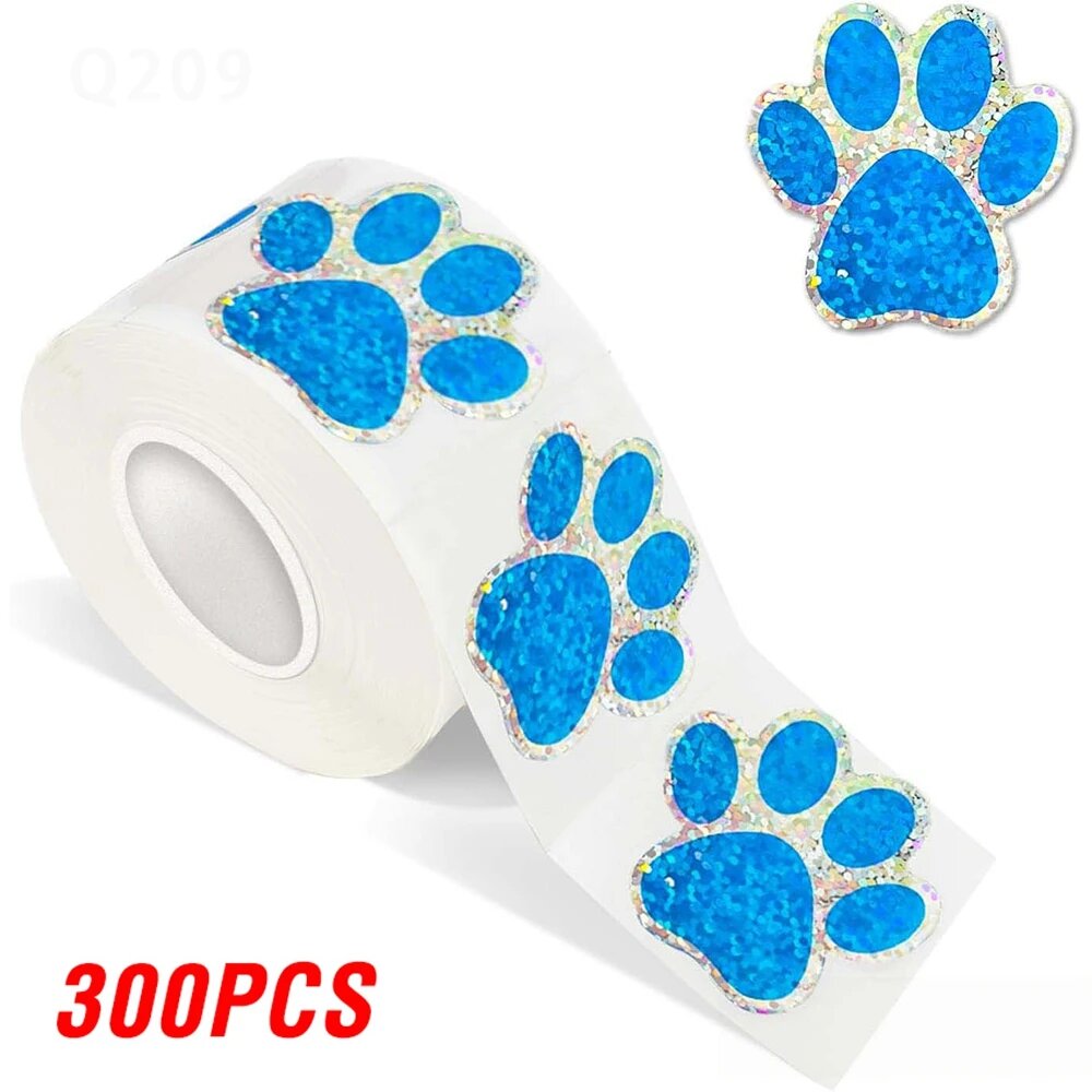 Лазерные наклейки paw print 100-500 шт QY2464-300pcs