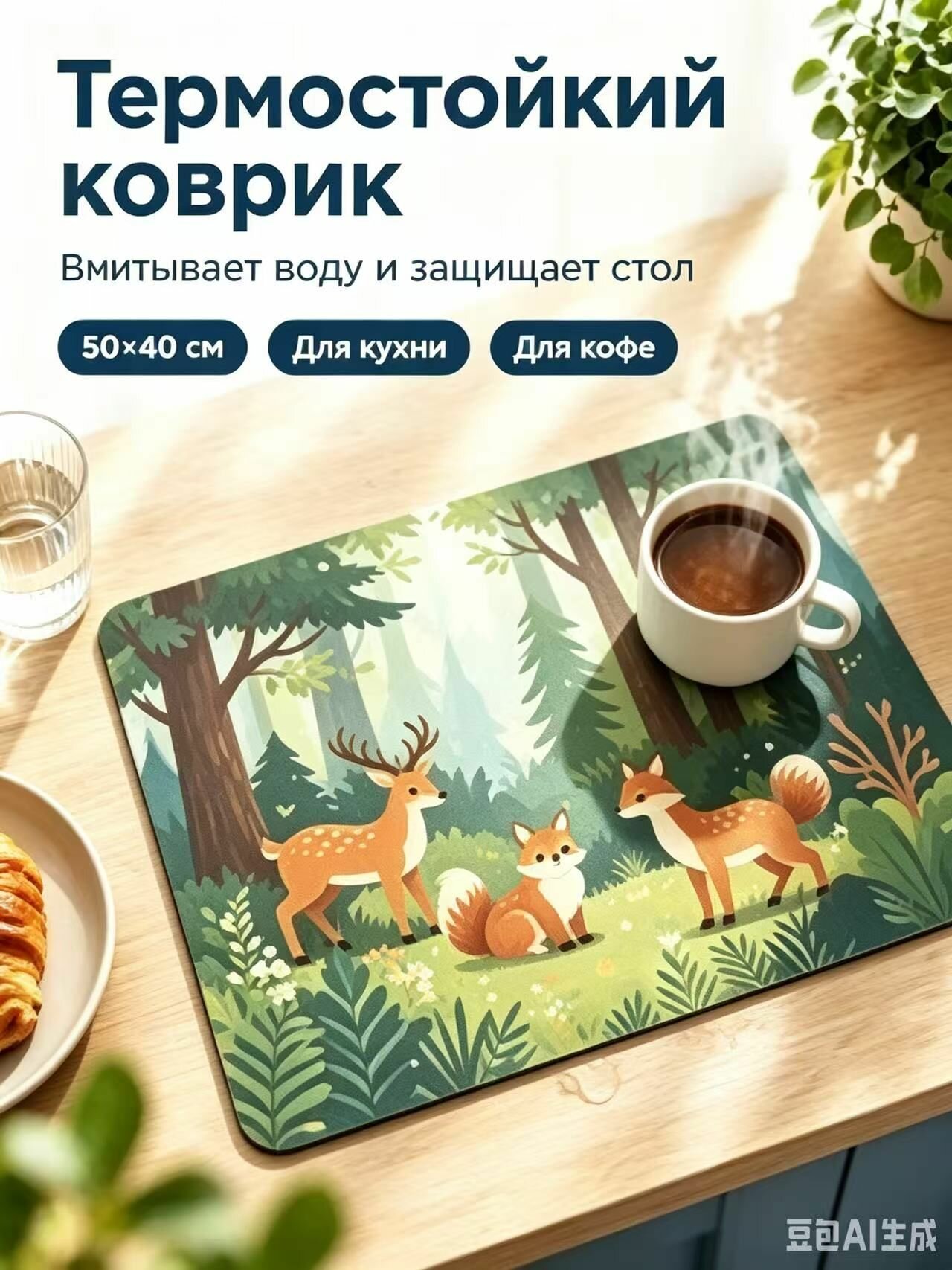 Мягкий настольный коврик из диатомовой земли, подходящий для кухни и стола, нескользящий дренаж50*40cm