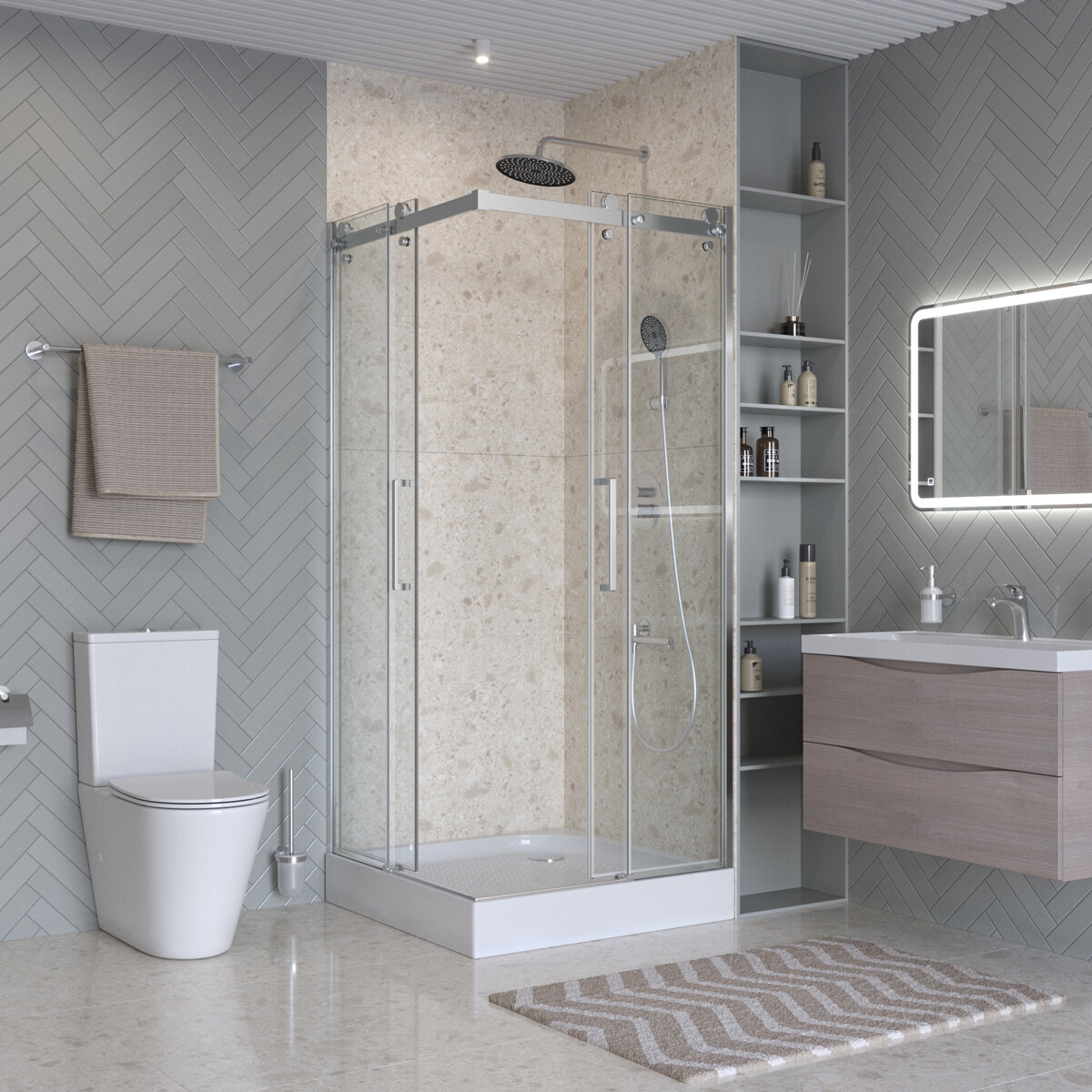 Душевой уголок BelBagno Marino 2 A-2-90-C-CR 90x90, профиль хром, стекло прозрачное