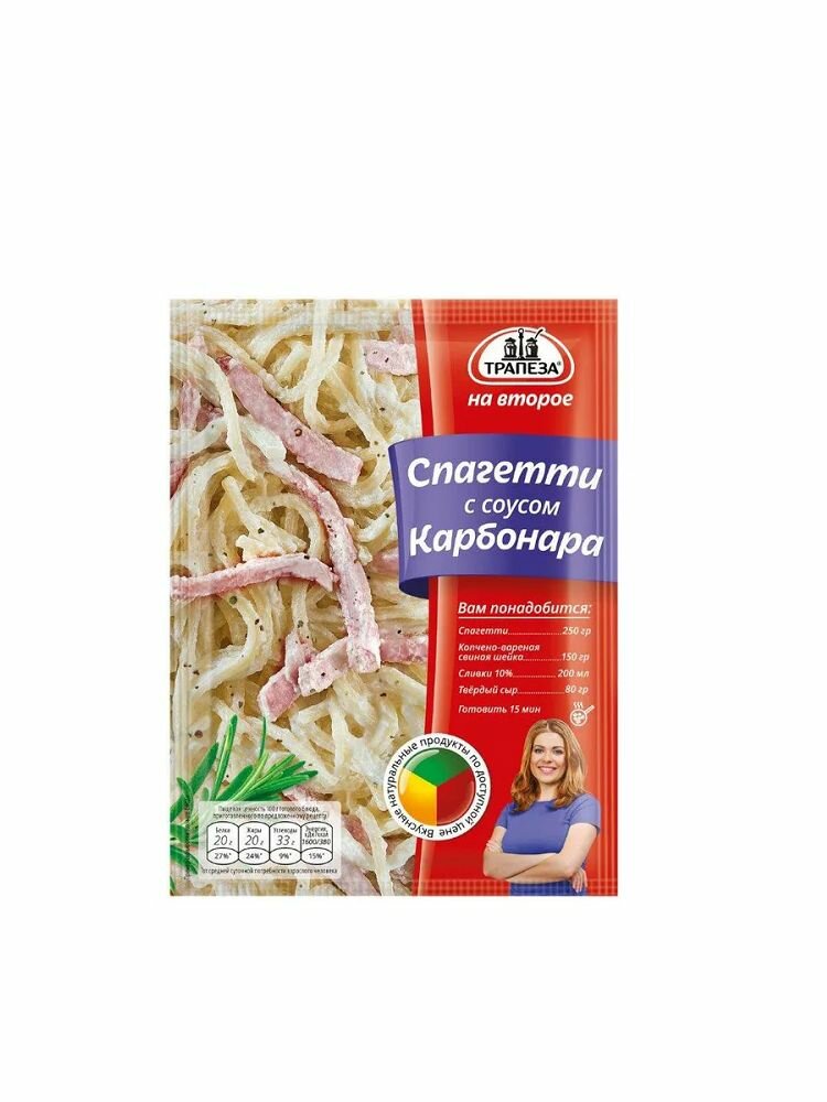Трапеза Смесь сухая Спагетти с соусом карбонара, 22 гр
