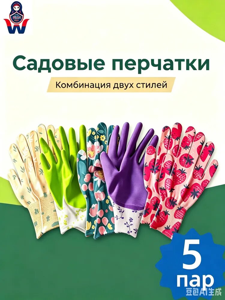 Перчатки хозяйственные, размер M, 5 пар