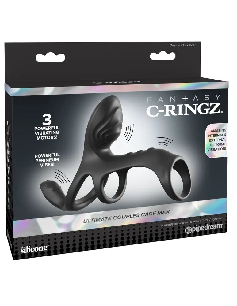 Виброкольцо на член Pipedream Fantasy C-Ringz, эрекционное кольцо с вибрацией для пар, 3 мотора, 7 режимов