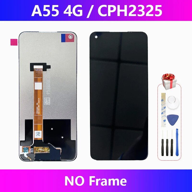 Для OPPO A55 4G экран в сборе CPH2325 сенсорный дисплей, ЖК-экран, встроенный внутренний и внешний экран с рамкой