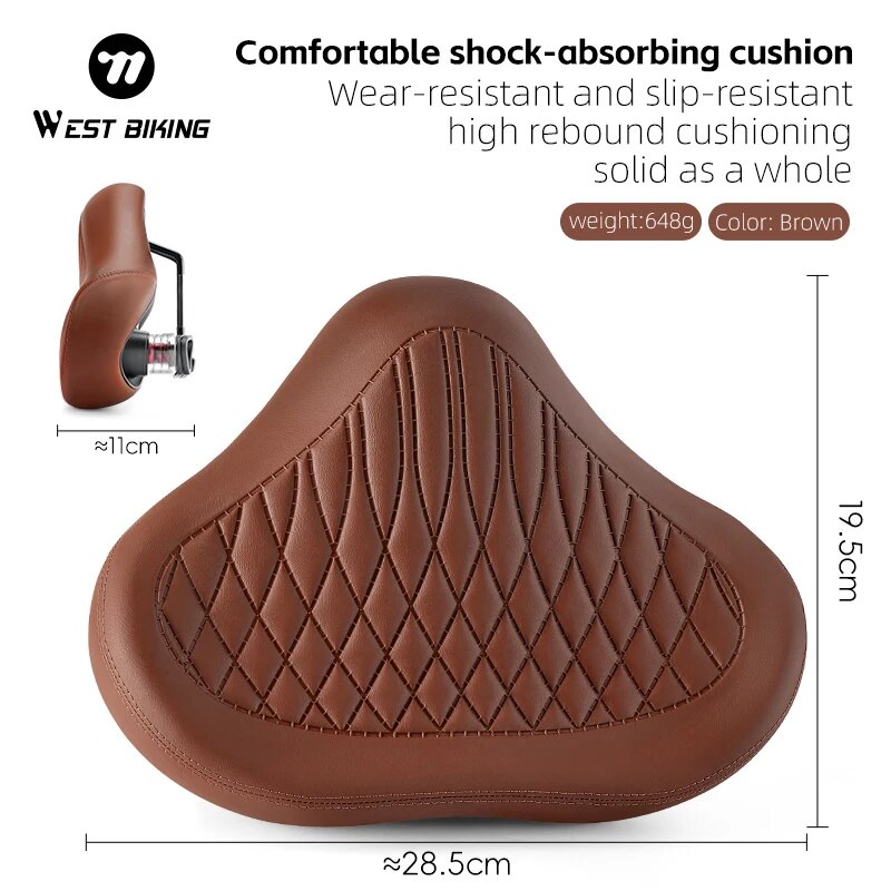 West Biking широкое амортизирующее седло для горного велосипеда Коричневый, New Brown