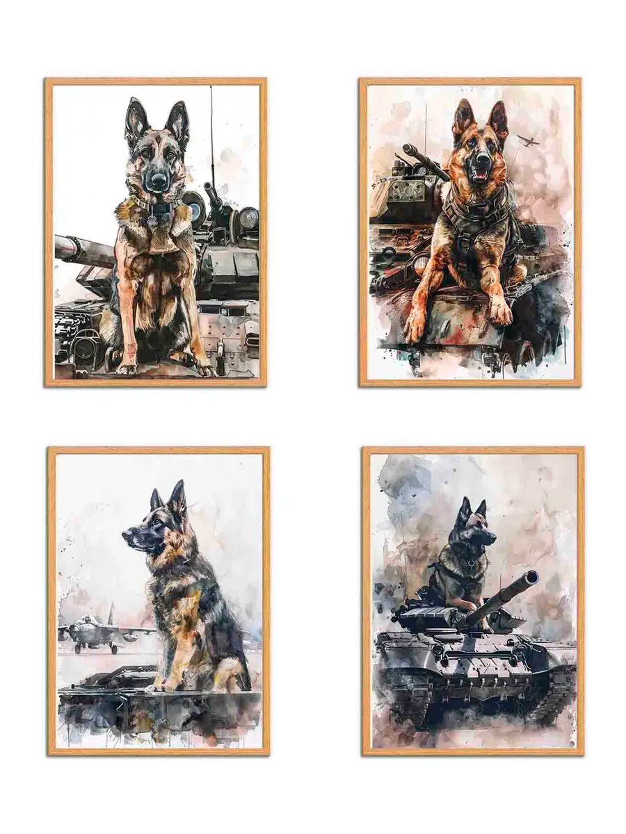 Норвежский элкхаунд Солдат, 4 Плаката, 30x21см
