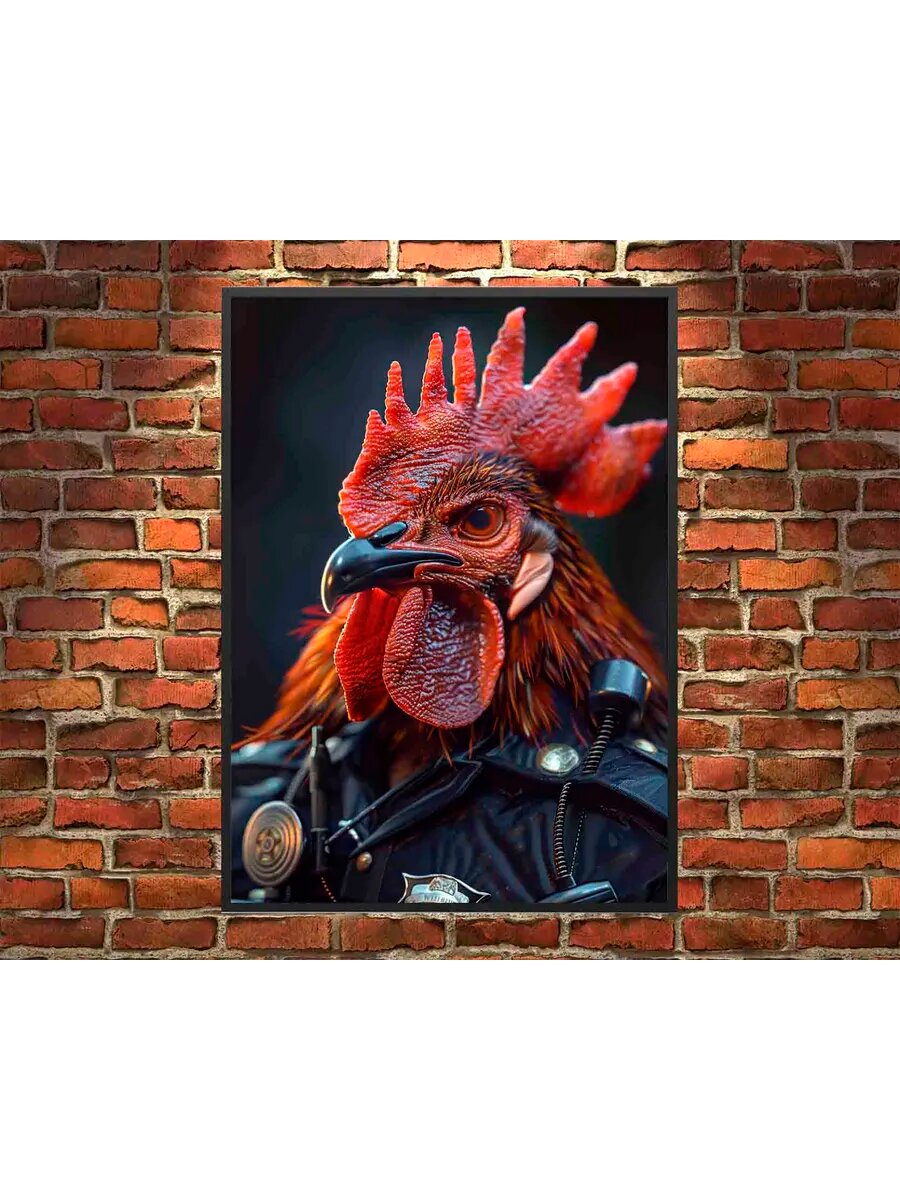 Петух-птица-полицейский 2, Плакат 30x42см