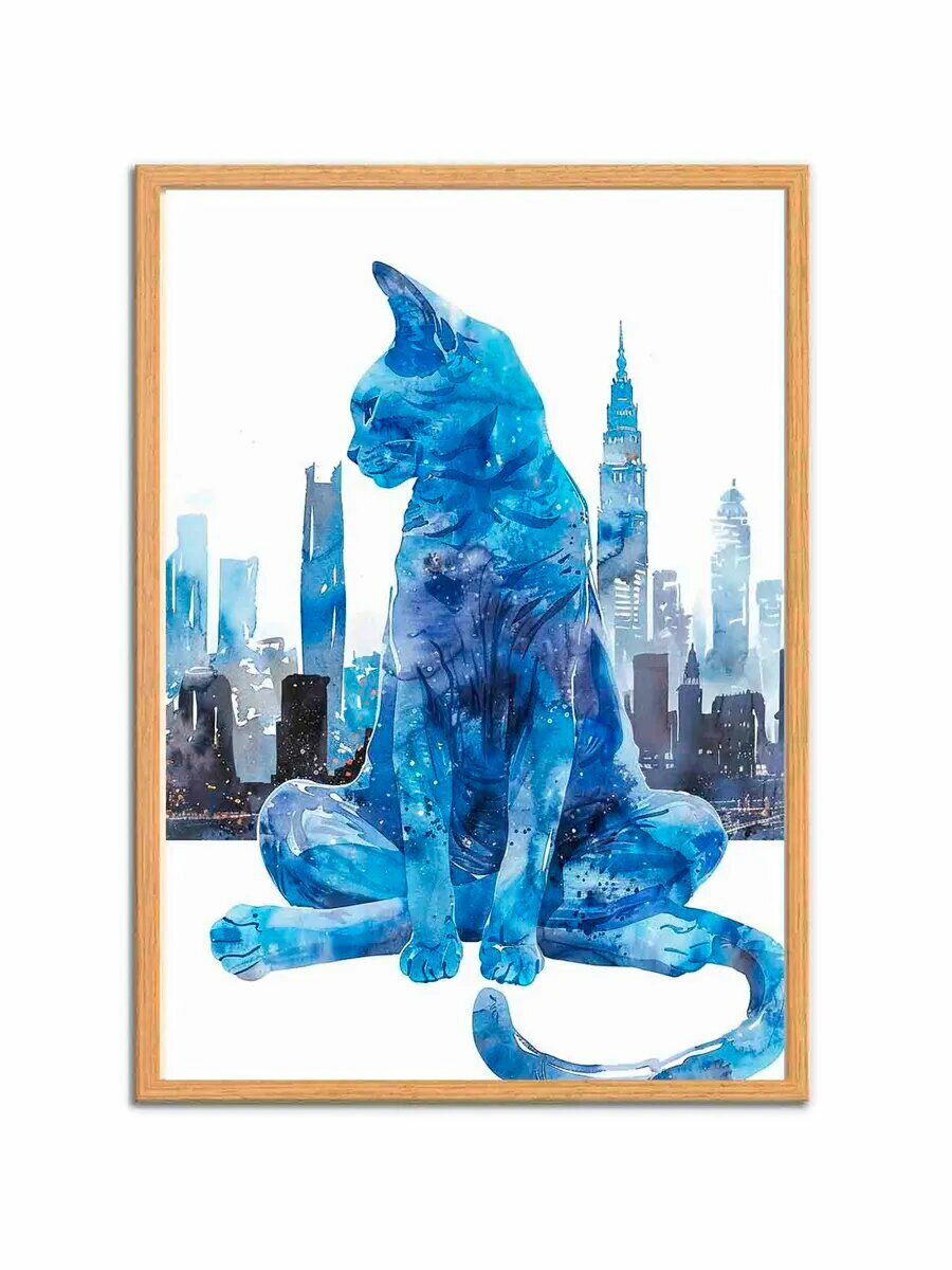 Русская Голубая Кошка Йога 3, Плакат 30x42см