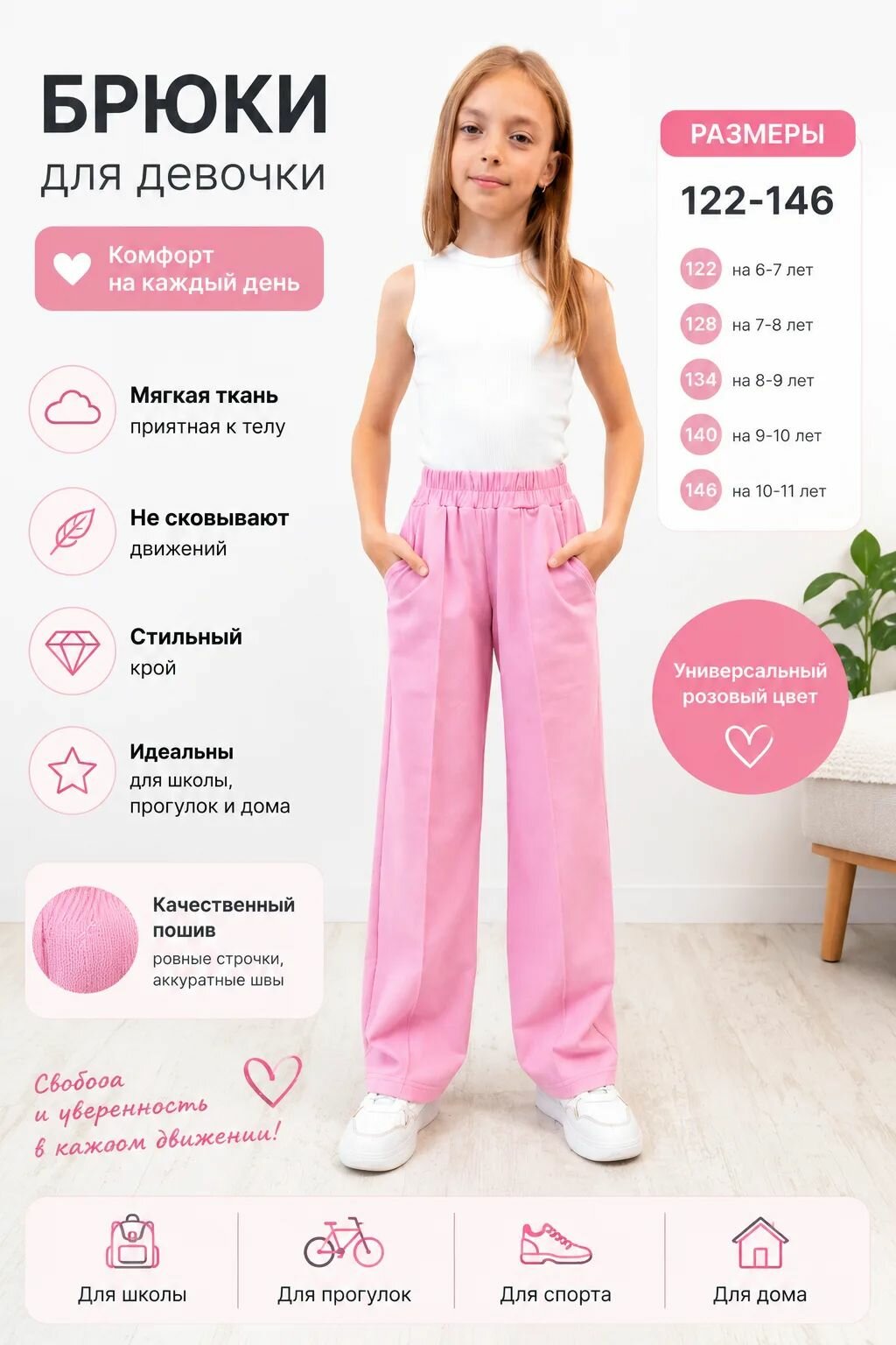 Брюки школьные