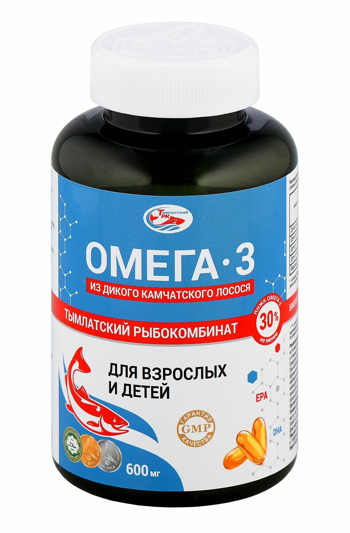 Омега 3 из дикого камчатского лосося, рыбный жир (не рыбий жир) 600 мг. 240 капсул