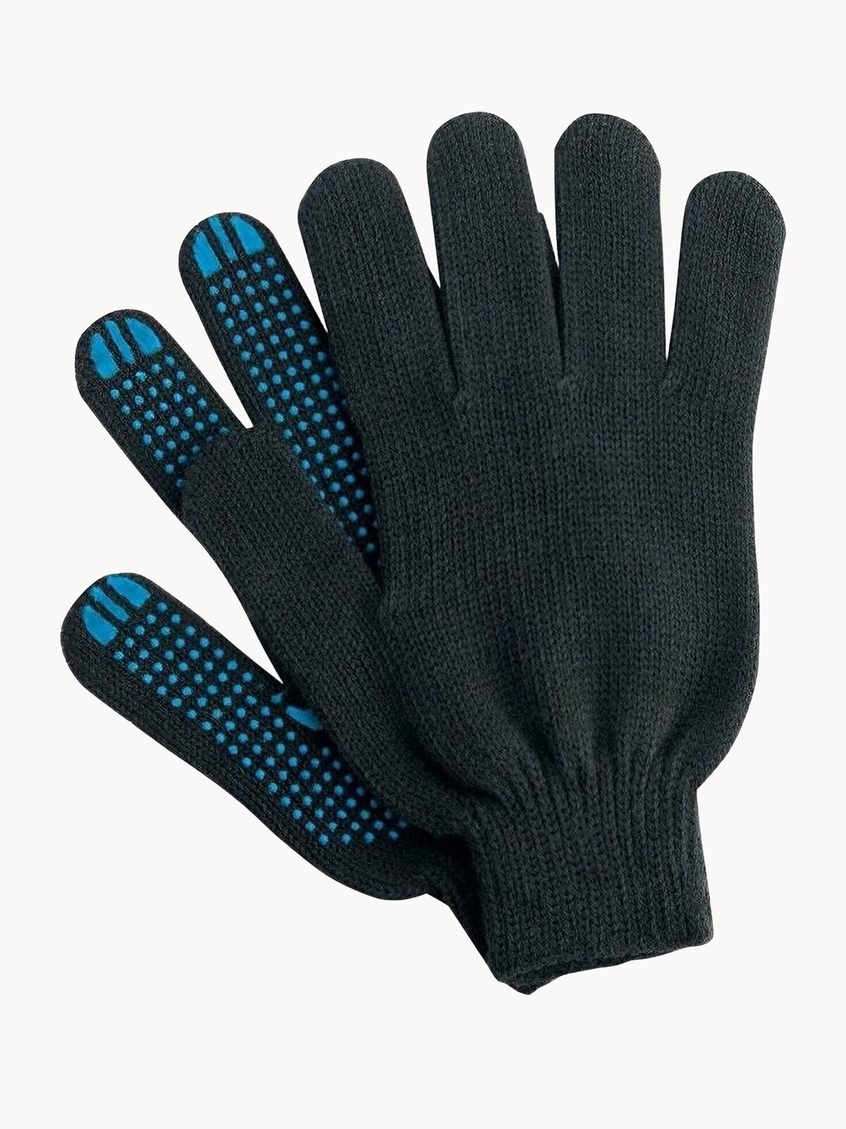 Перчатки рабочие чёрные с ПВХ 10 пар (5 нитей 50 гр 10 класс вязки) хозяйственные, трикотажные