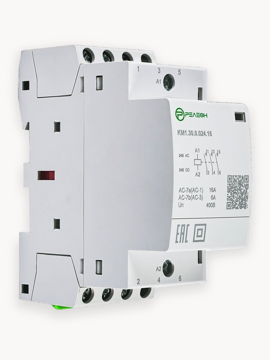 Модульный контактор 4НО контакта 16А; 12В AC/DC, релеон, KM1.40.0.012.16