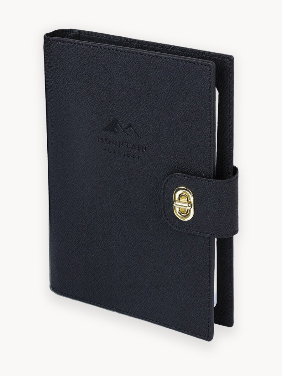 Ежедневник-органайзер на кольцах недатированный В5 167х240 мм, блокнот для записей 160 листов, планер планинг, записная книжка, обложка под кожу черная, Brauberg, 116204