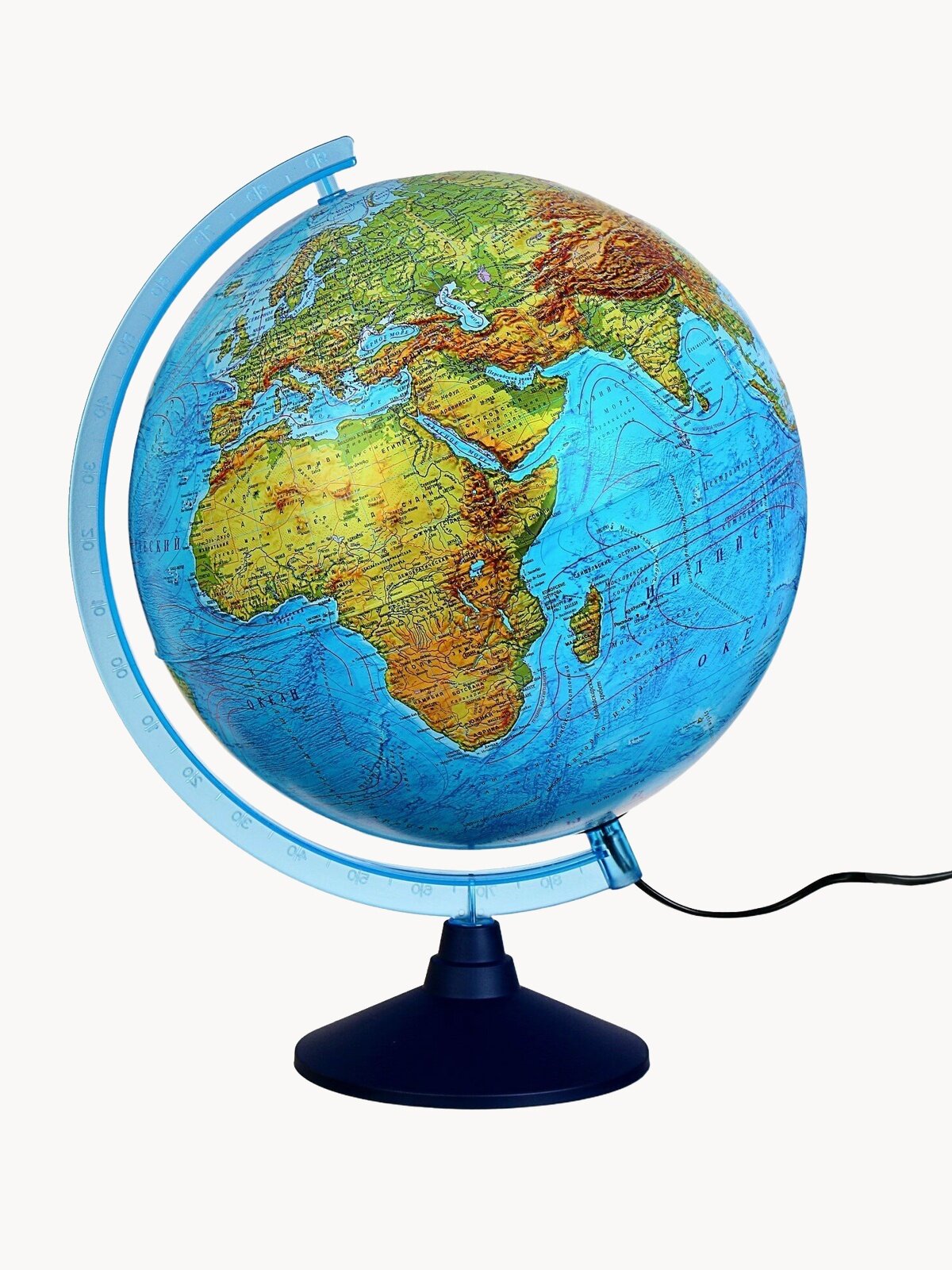 Интерактивный глобус физико-политический, диаметр 320 мм, с подсветкой, с очками