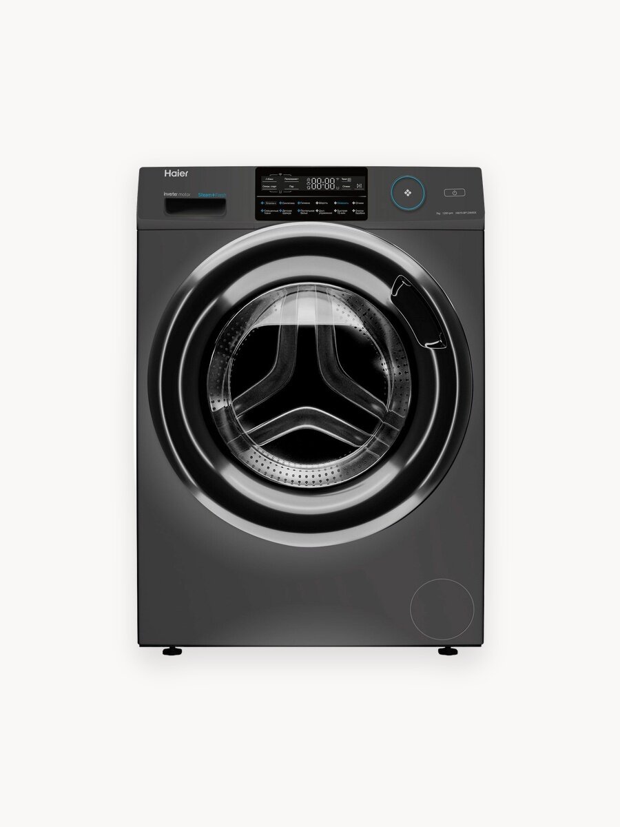 Узкая стиральная машина Haier HW70-BP12969DE, с фронтальной загрузкой, 7 кг, 1200 оборотов, черная