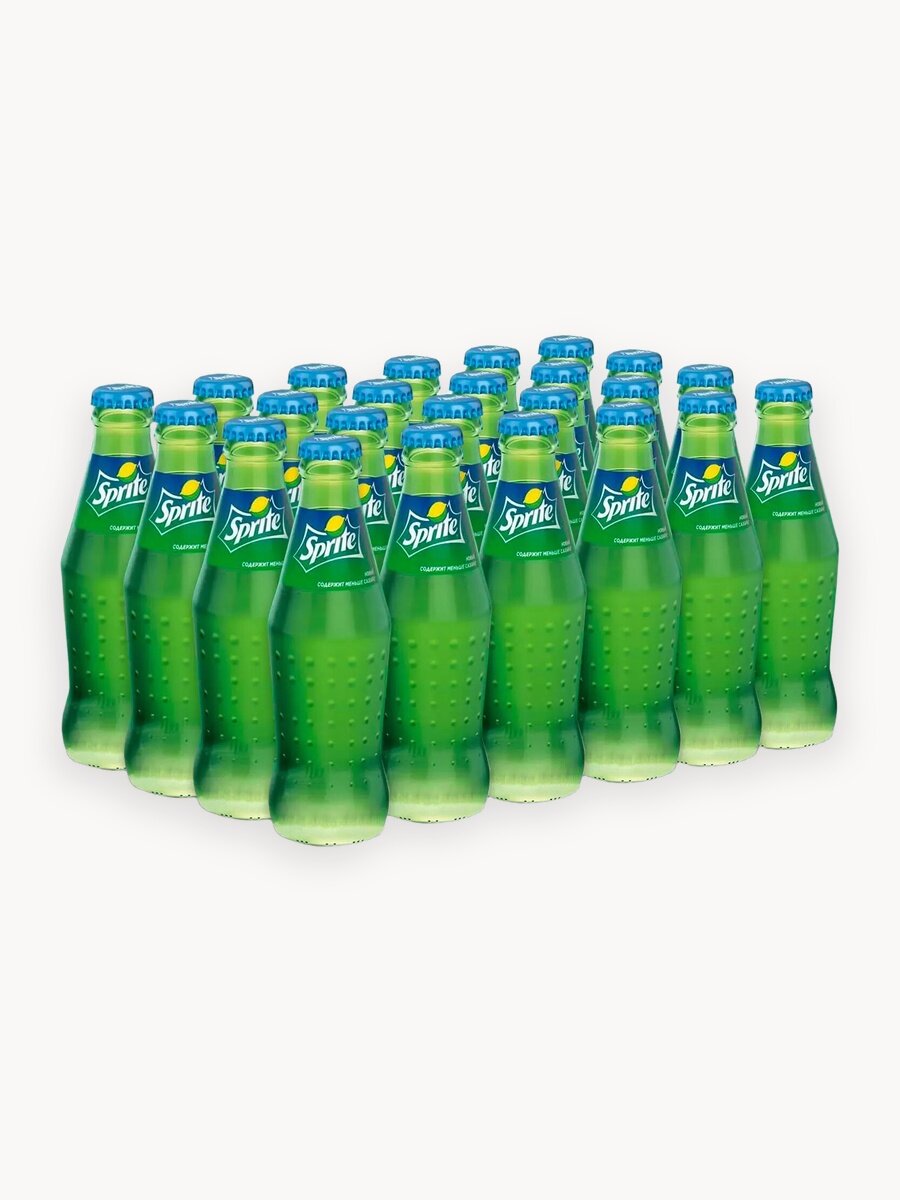 Sprite Lemon-Lime, 0.25 л, 24 шт, стекло (Газированный напиток Спрайт со вкусом лимона и лайма, стеклянная бутылка)