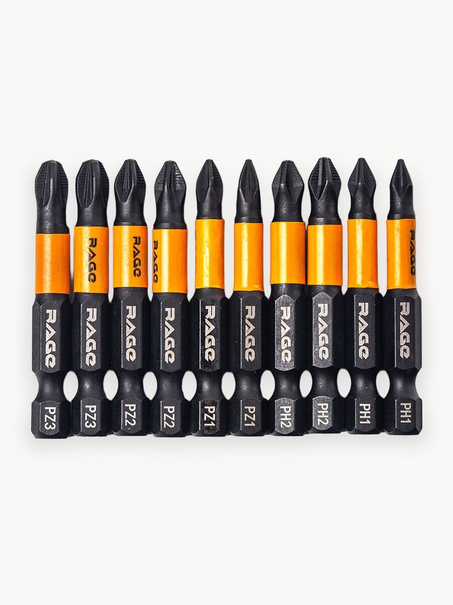 Набор бит магнитных S2 PH PZ x 50 мм 10 шт 5 наконечников RAGE by VIRA