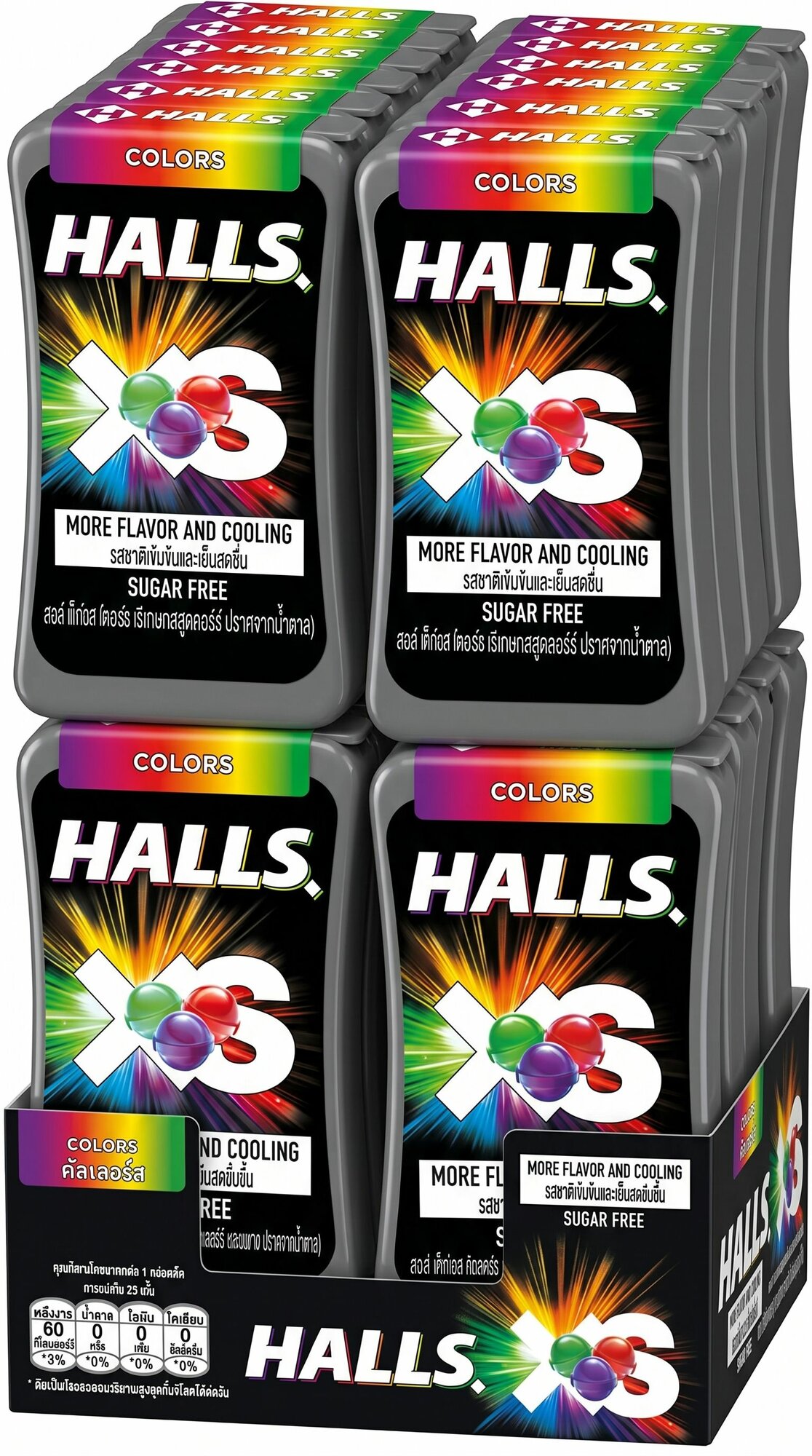 Леденцы Halls "XS", фруктовые, без сахара, в блистере, 15 г, 12шт