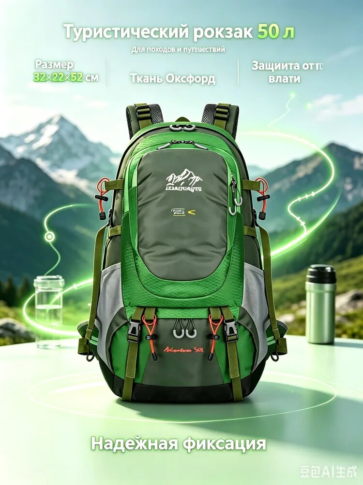 CAMEL ACTIVE Рюкзак мужской зеленый туристический большой 50 литров — фото 1