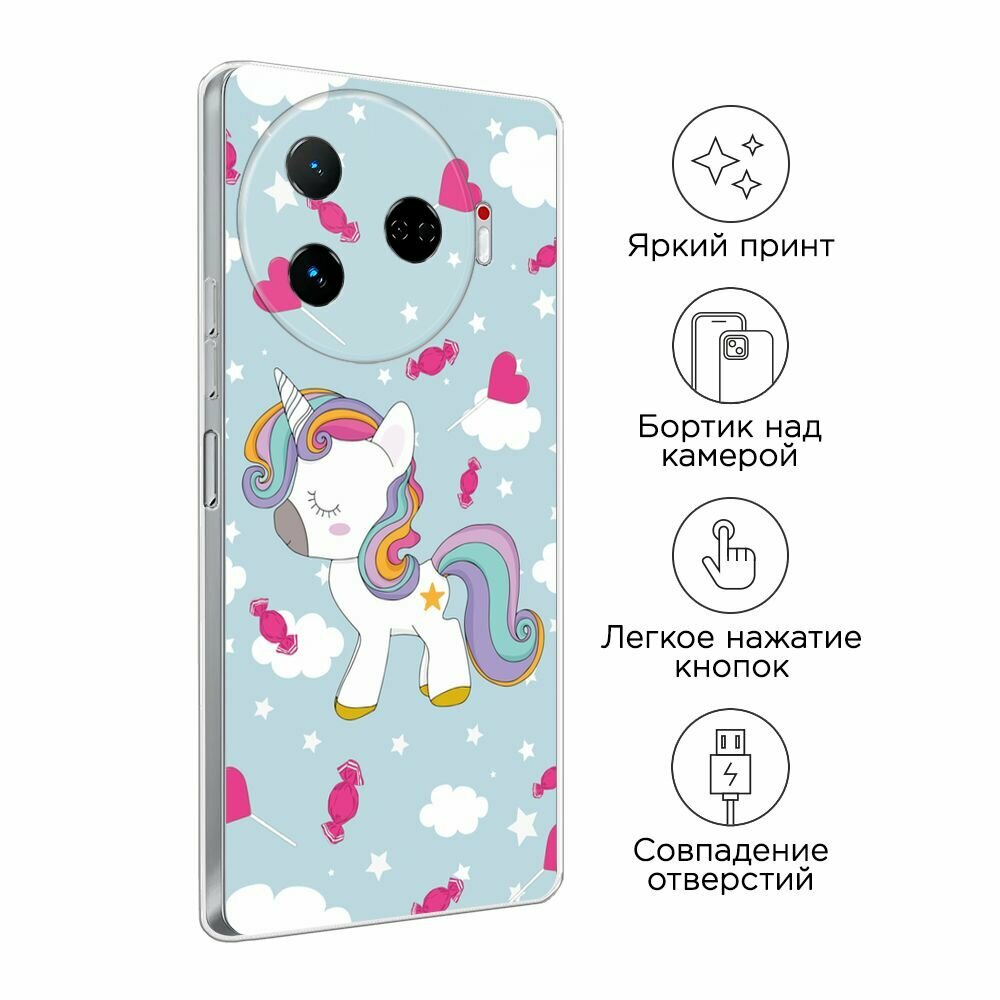 Чехол на Tecno Camon 30 Pro 5G / Текно Камон 30 Про 5G с принтом "Сладкий единорожек" — фото 1