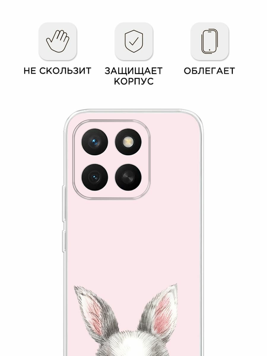 Чехол на Honor X8c / Хонор X8c с принтом "Карандашный кролик 1 - 8 марта" — фото 1