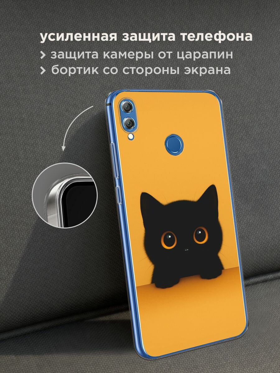 Силиконовый чехол на Honor 8X / Хонор 8Х с принтом "Контрастный котик" — фото 1