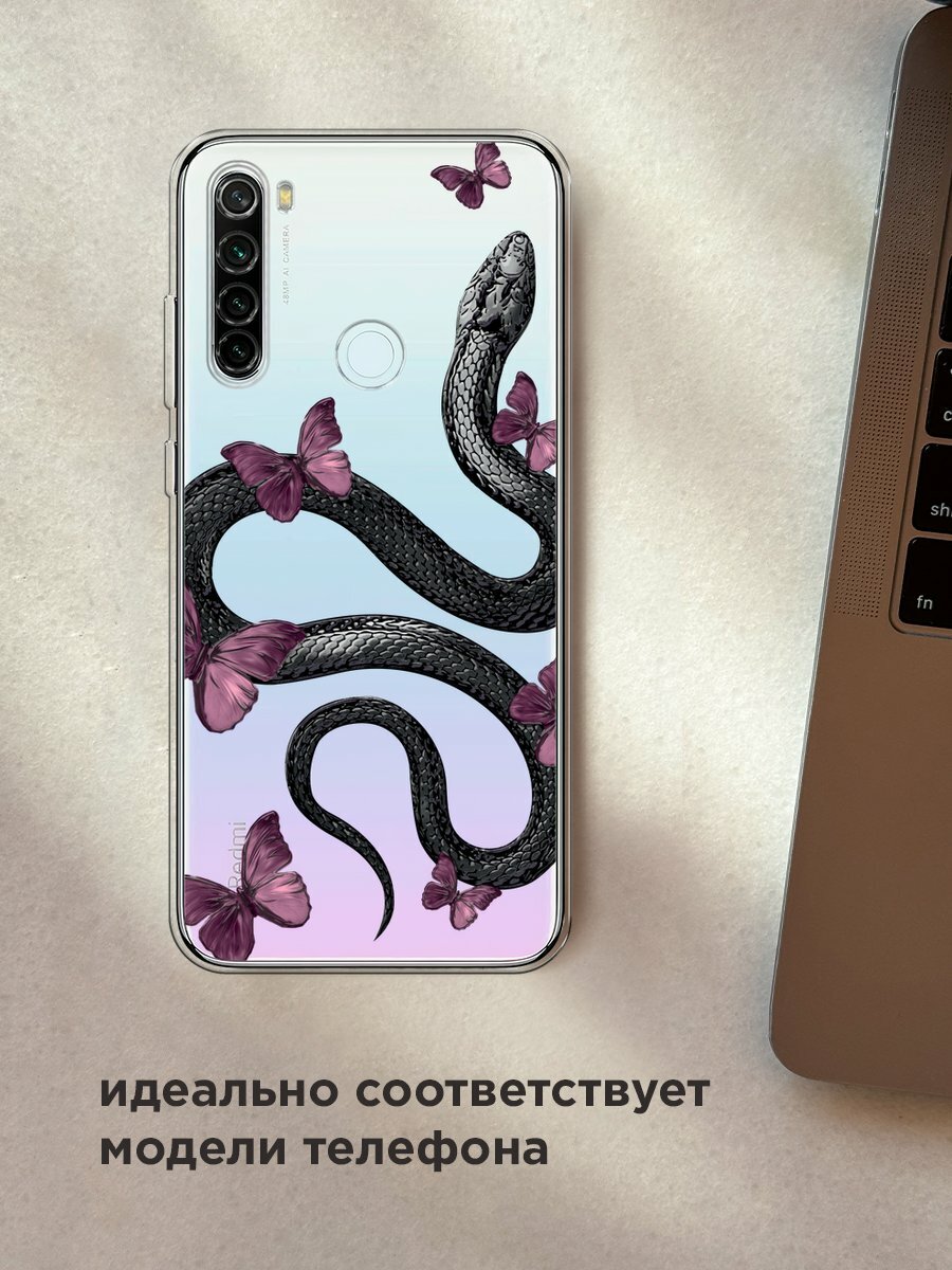 Чехол на Xiaomi Redmi Note 8T / Сяоми Редми Нот 8Т с принтом "Snake and butterflies 2" — фото 1