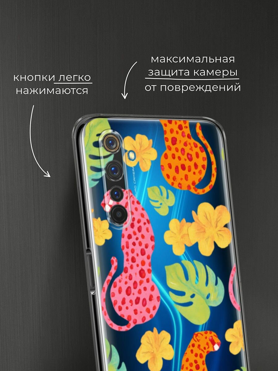 Чехол на Realme 6 Pro / Реалми 6 Про с принтом "Экзотика", прозрачный — фото 1