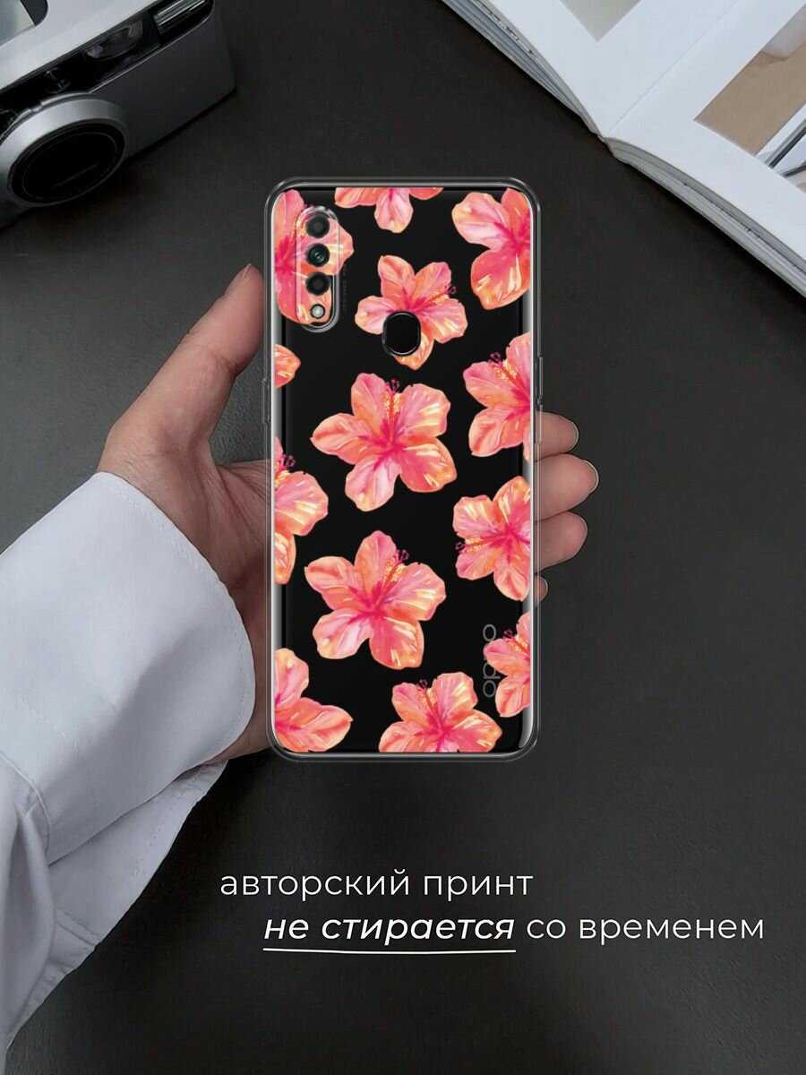 Силиконовый чехол на Oppo A31 / Оппо А31 с принтом "Pink flowers" — фото 1