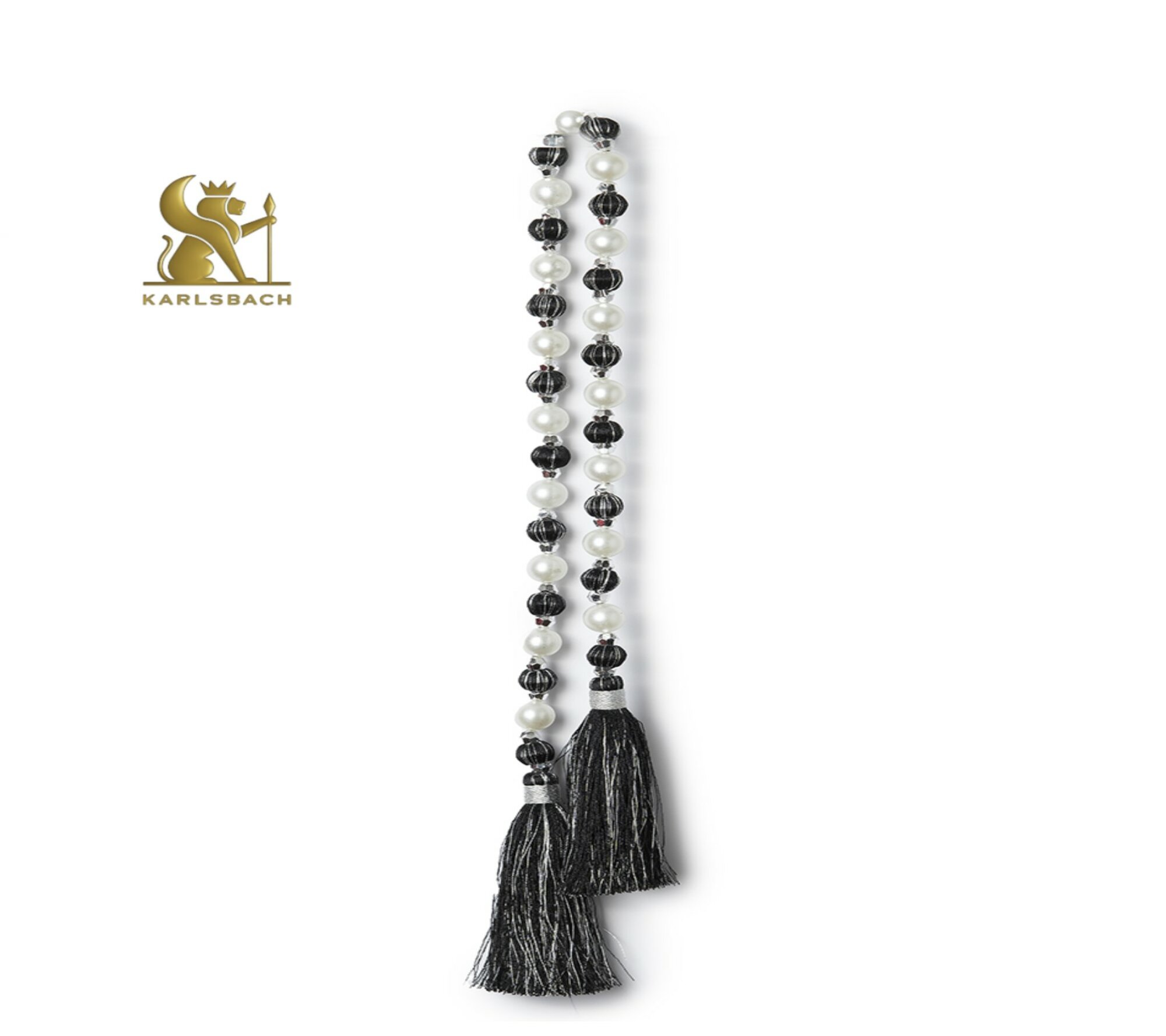 Черная гирлянда из жемчужин с кисточкой 96 см