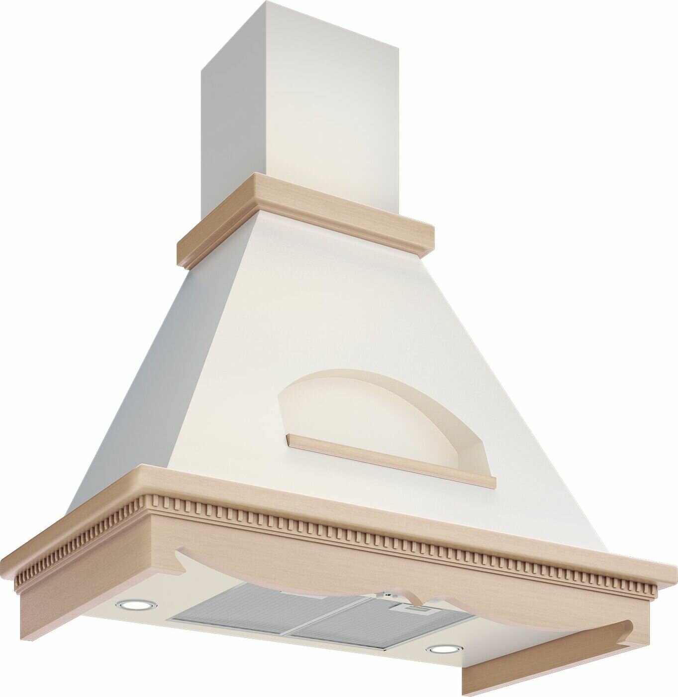 Вытяжка каминная Elikor Бельведер 60П-650-П3Д бежевый/дуб неокрашенный