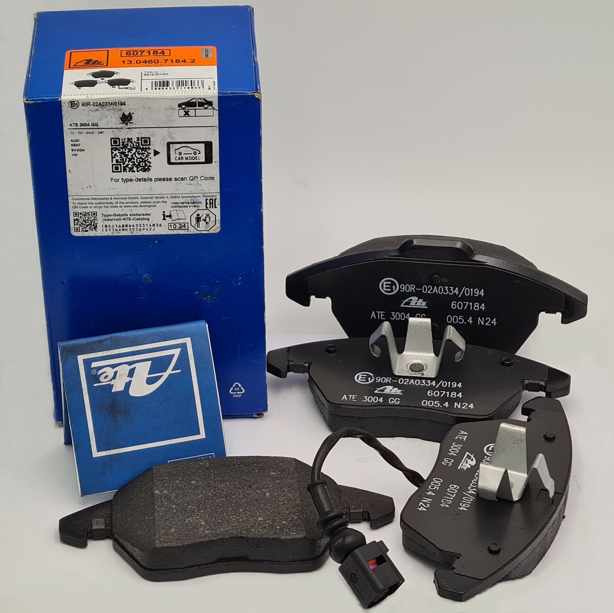 Тормозные колодки ATE 13046071842 ( 13.0460-7184.2 ) задние для AUDI, SEAT, SKODA, VOLKSWAGEN