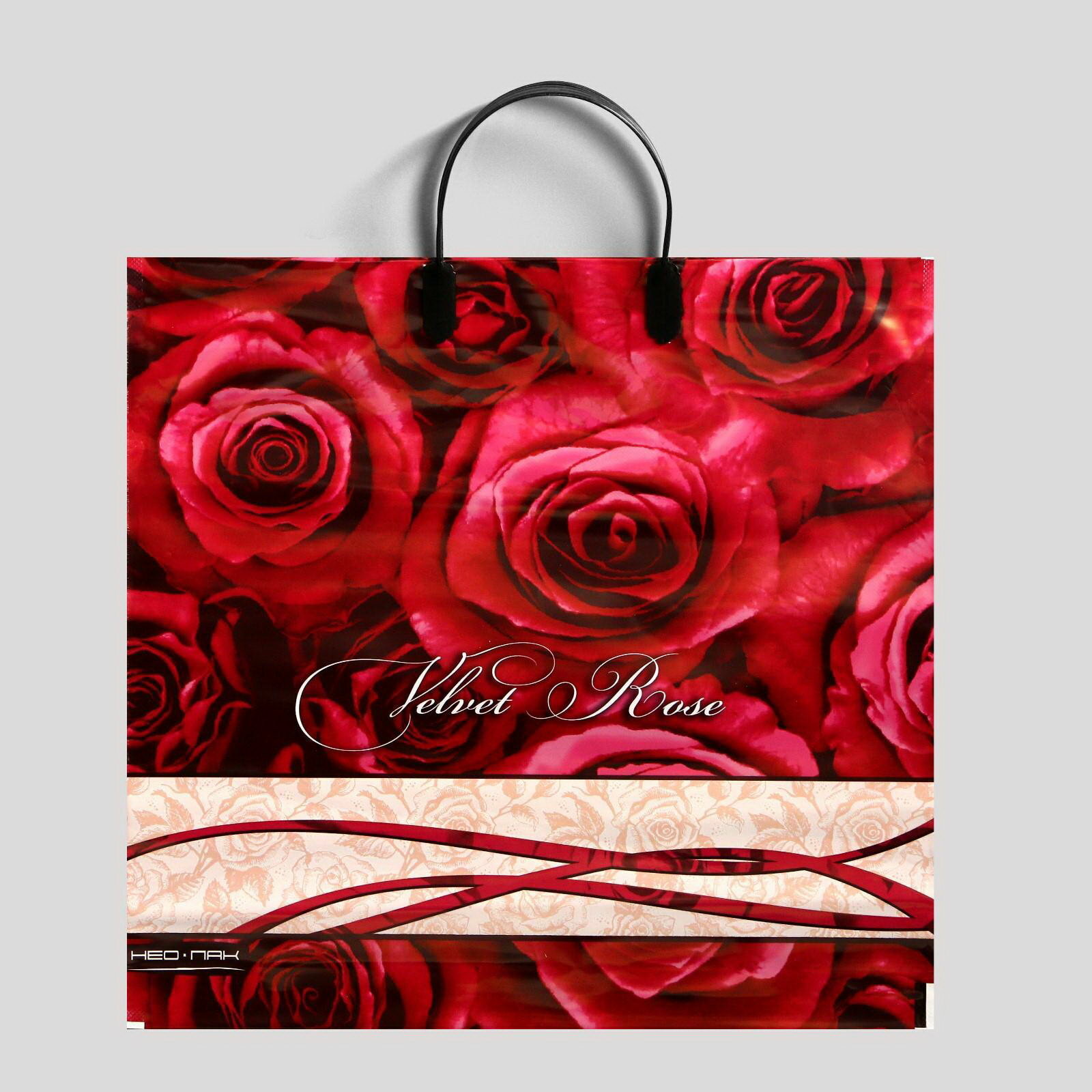 Пакет "Бархатные розы", полиэтиленовый с пластиковой ручкой, 37x35 см, 90 мкм, 5 шт.