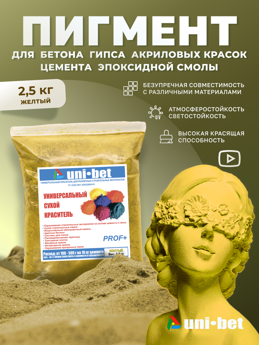 Пигмент железооксидный для бетона, гипса, затирки, смолы. Универсальный сухой краситель в раствор.