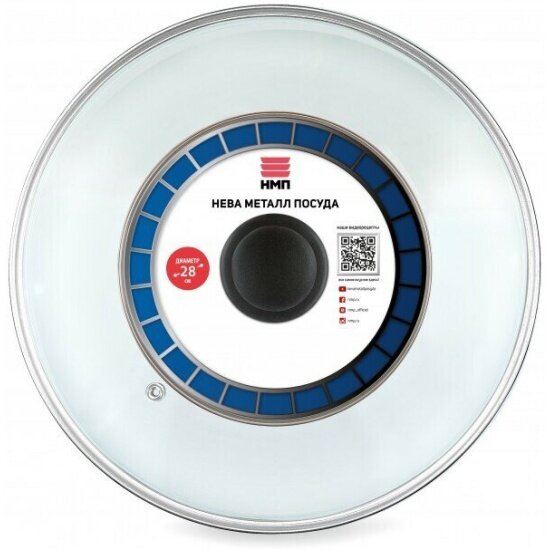 Крышка стеклянная Нева Металл Посуда 30 см, с металлическим ободом (43030)