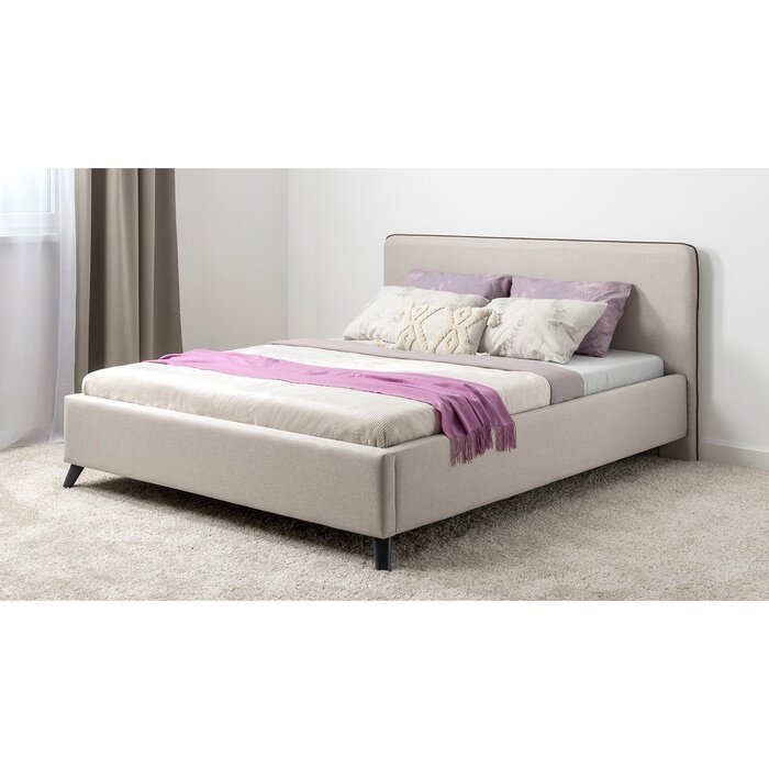 Кровать двуспальная «Миа», с подъёмным механизмом, спальное место 1600×2000 мм, рогожка, цвет бежевый