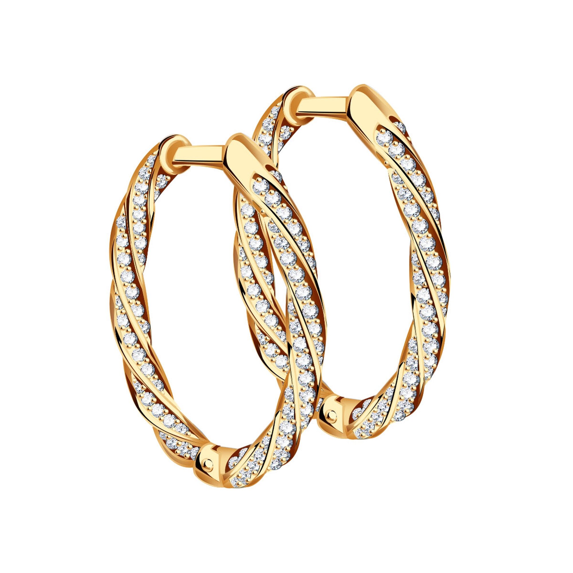 Серьги конго Diamant online, красное золото, 585 проба, фианит