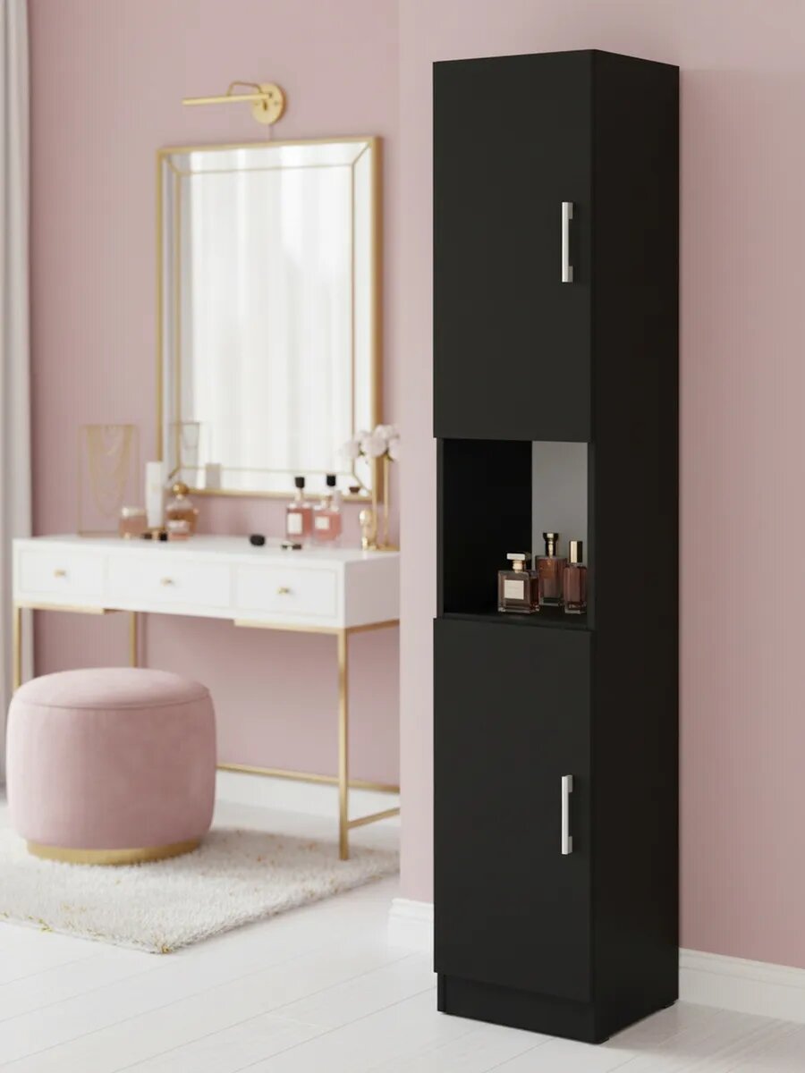 Шкаф пенал FRESTER деревянный распашной с полками в спальню, от производителя