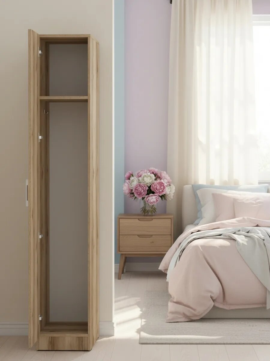 Шкаф пенал FRESTER в спальню прихожую деревянный с полками, от производителя