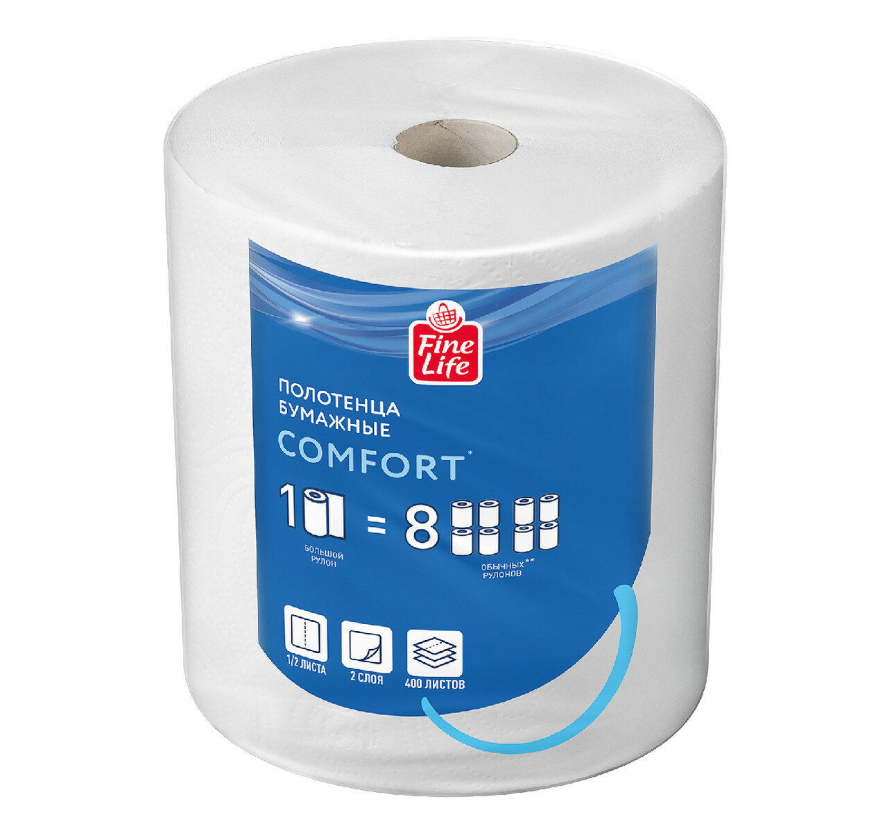 Fine Life Бумажные полотенца Comfort двуслойные 1/2 листа, 400л (1 уп)