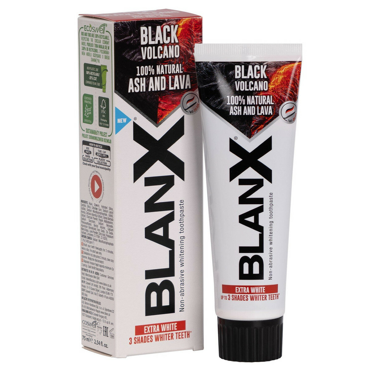 Зубная паста Blanx Black Volcano, 75мл