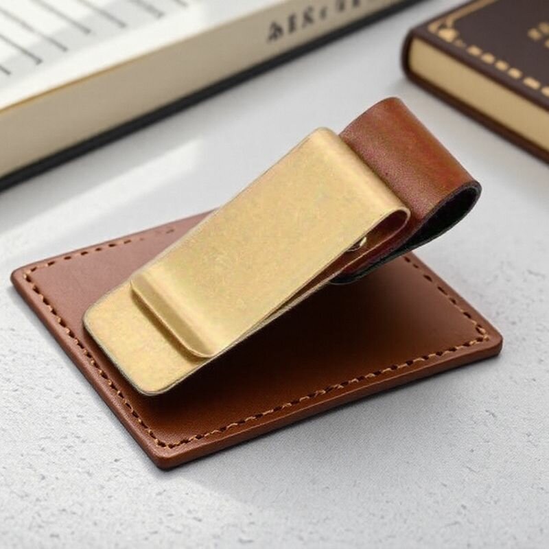 Кожаный клип для ручки с латунными элементами, держатель для блокнота, папки и журнала, аксессуары для письма, канцелярские товары