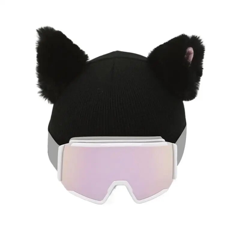 Чехол для лыжного шлема, грелка для катания на лыжах с кошачьими ушками, удобная мягкая нечеткая зимняя теплая грелка для катания на лыжах, аксессуары для лыж