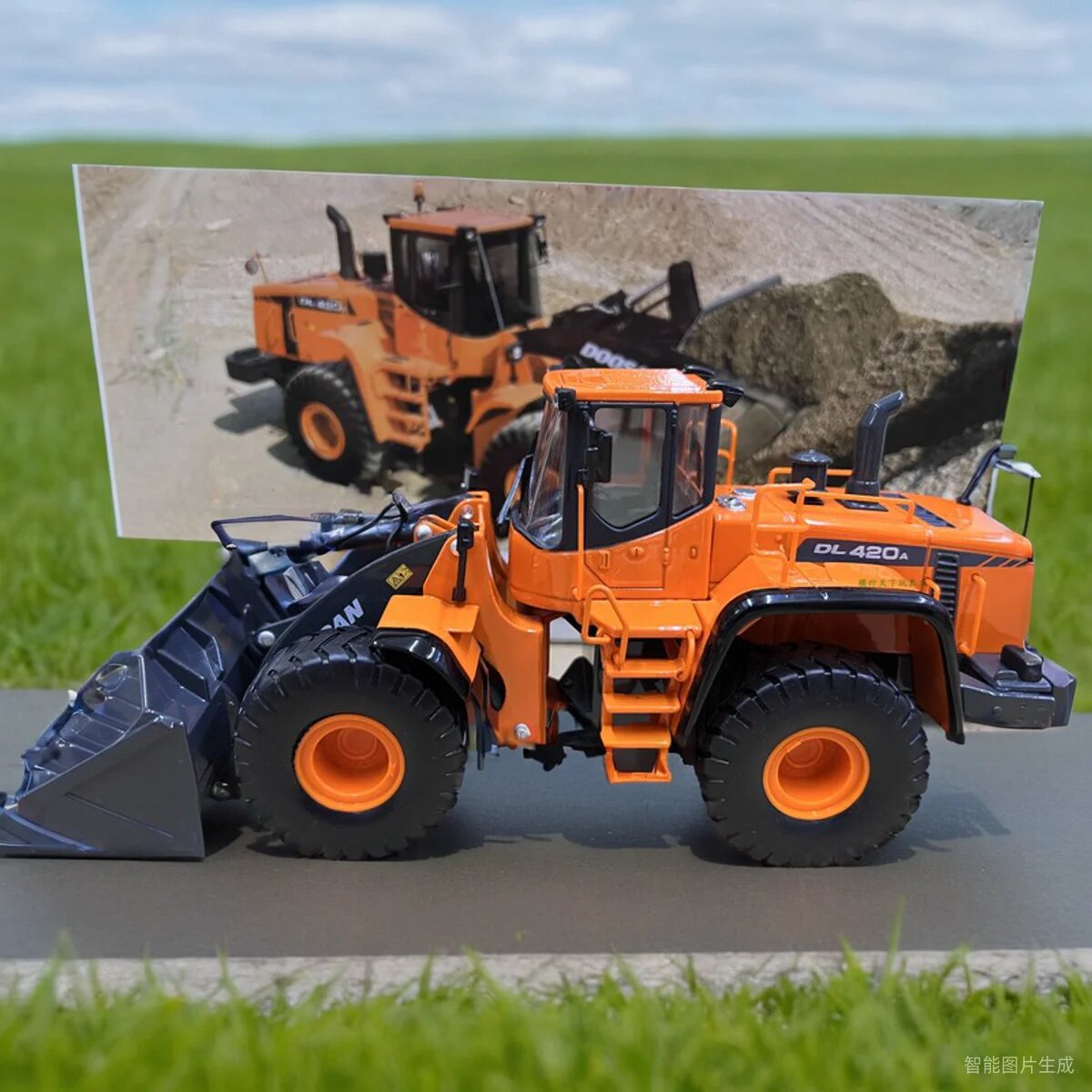 Металлическая модель погрузчика-экскаватора DOOSAN DL420A WELLY 1/40