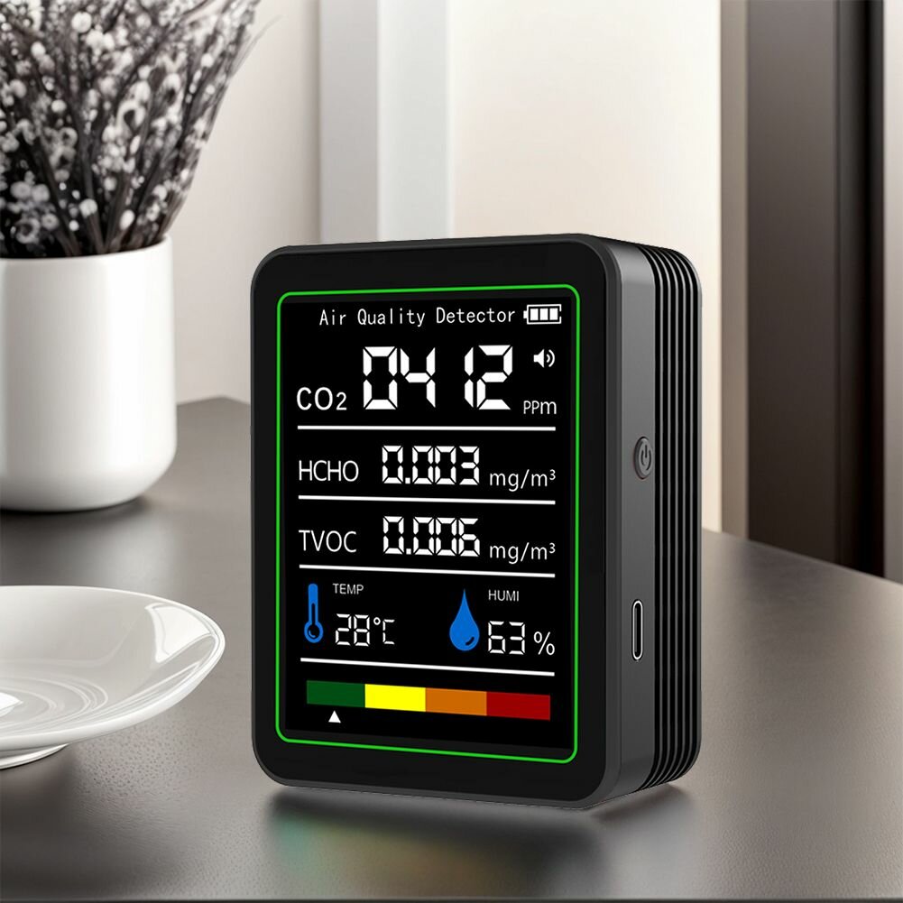 Измеритель качества воздуха, точные датчики (CO2, температура, влажность), определение формальдегида, удобный экран с четкими показаниями