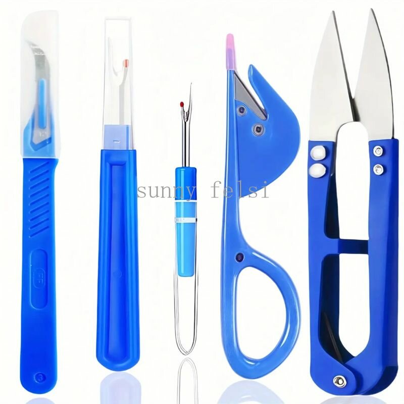 Набор для удаления синих нитей из 5 предметов -эргономичная безопасная нитерезка с шариковой головкой, принадлежности для шитья и вышивки, подходящие для ремонта тканей и швейных работ