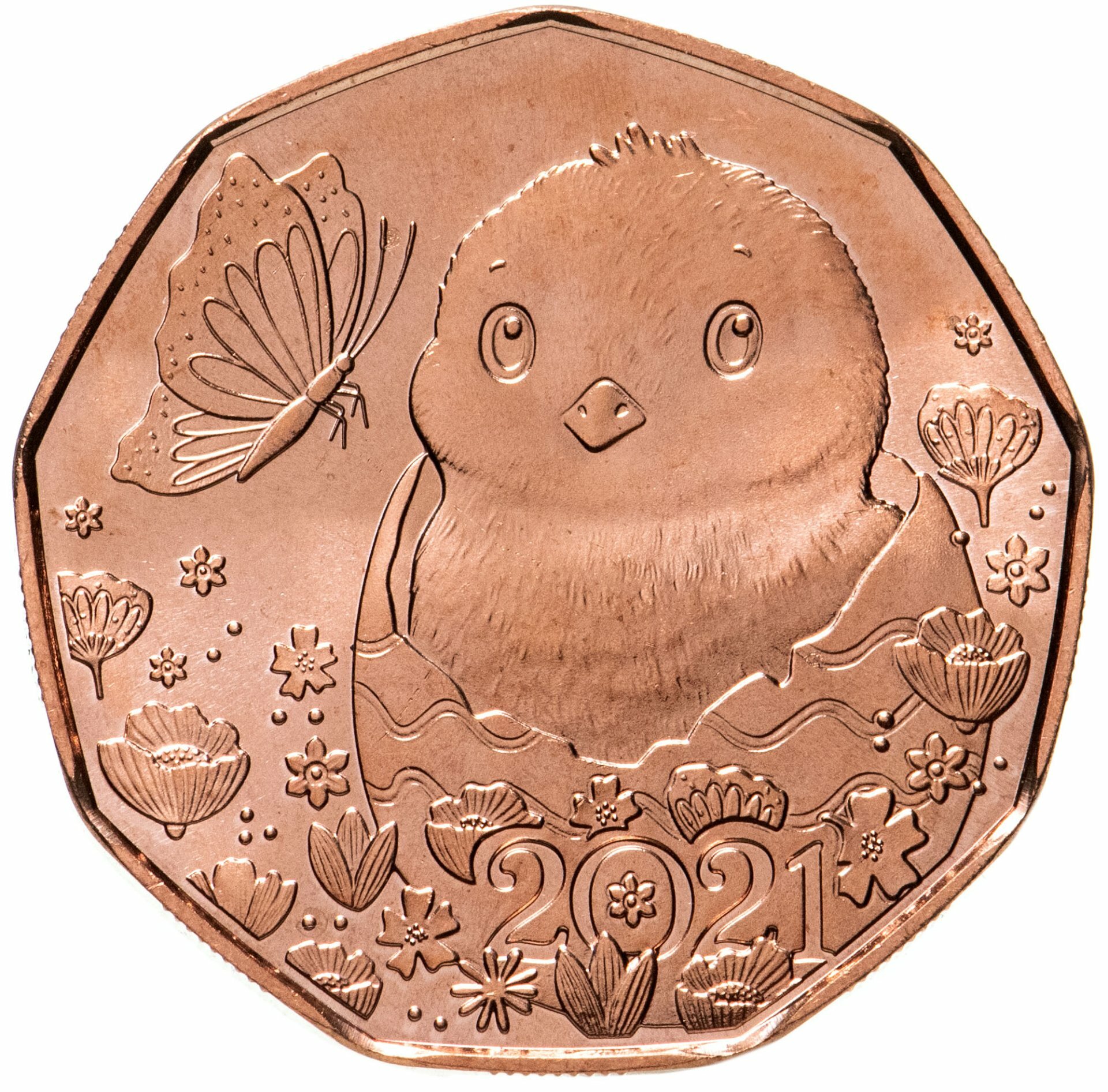 Австрия 5 евро 2021 "Маленькое чудо - цыпленок", Медь, в сохранности UNC